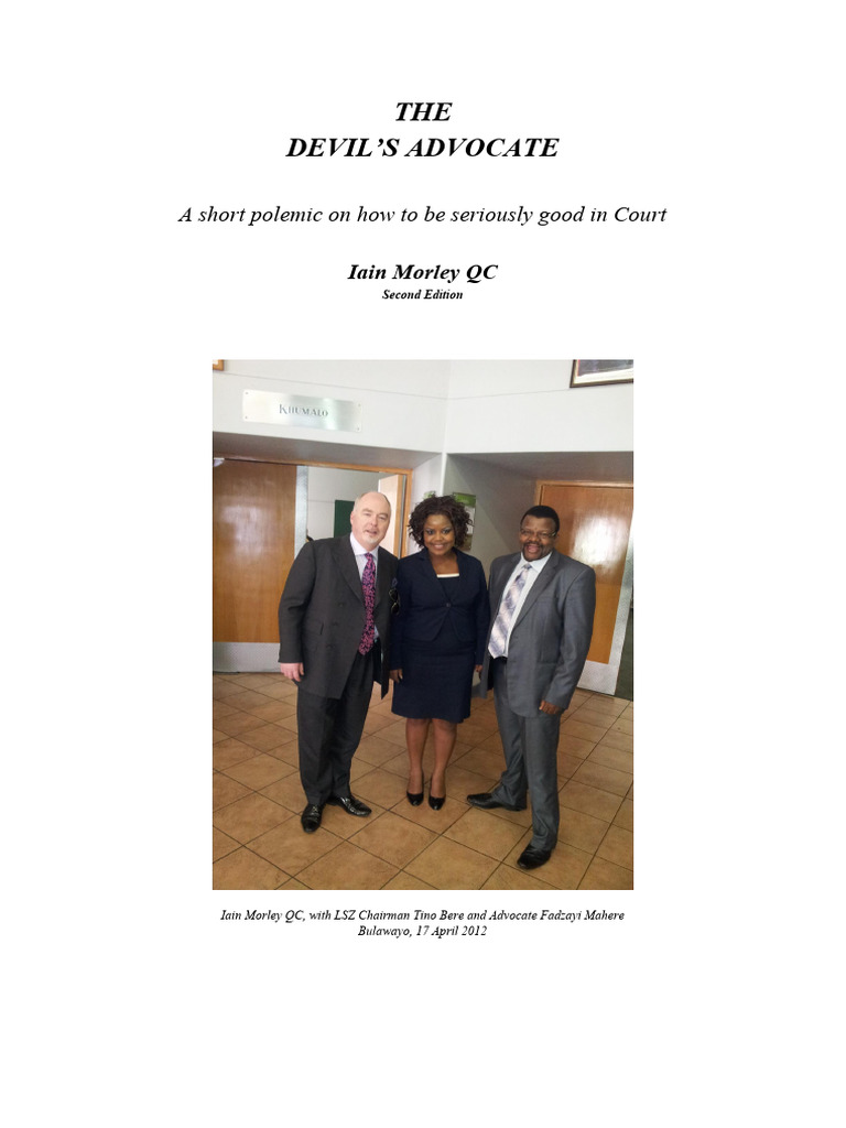 The Devil's Advocate - Zimbabwe Law Society - Iain Morley QC | PDF | Burden Of Proof (Law ...