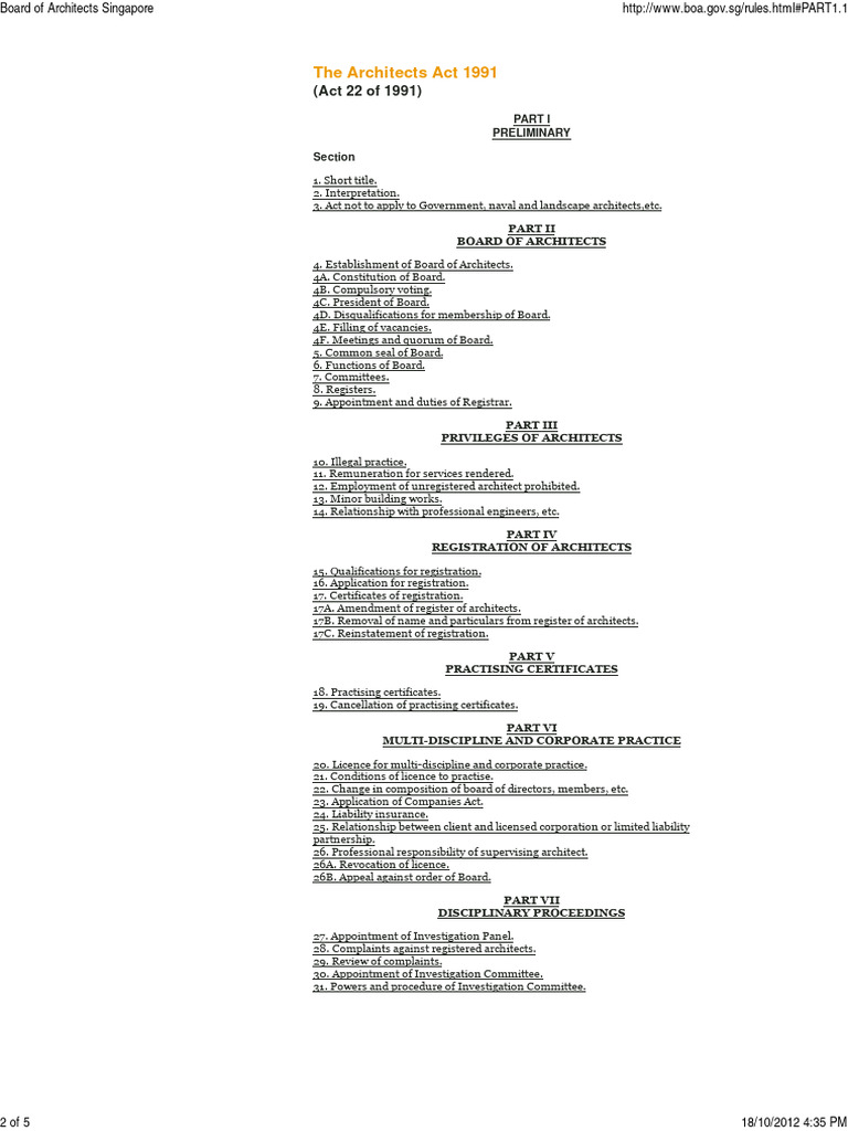 Architects Act 1991 Overview | PDF | License | Architect