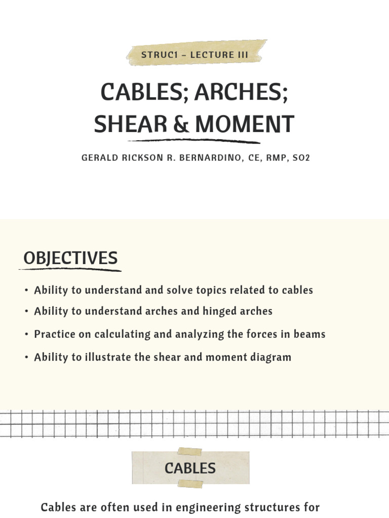 Cables and Arches in Structural Analysis | PDF | Bending | Mechanical ...