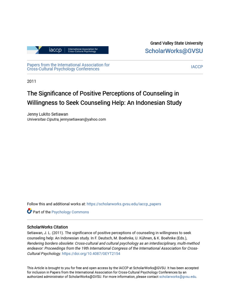 The Significance of Positive Perceptions of Counseling in Willing | PDF ...