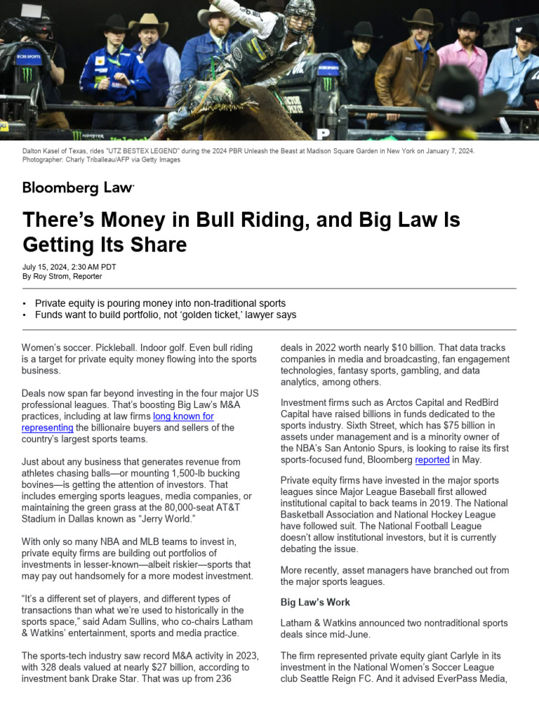 Theres Money in Bull Riding and Big Law | PDF | Investing | Private Equity