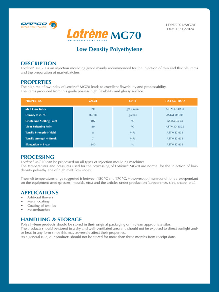 Lotrene-MG70-2024 | PDF | Polyethylene | Materials