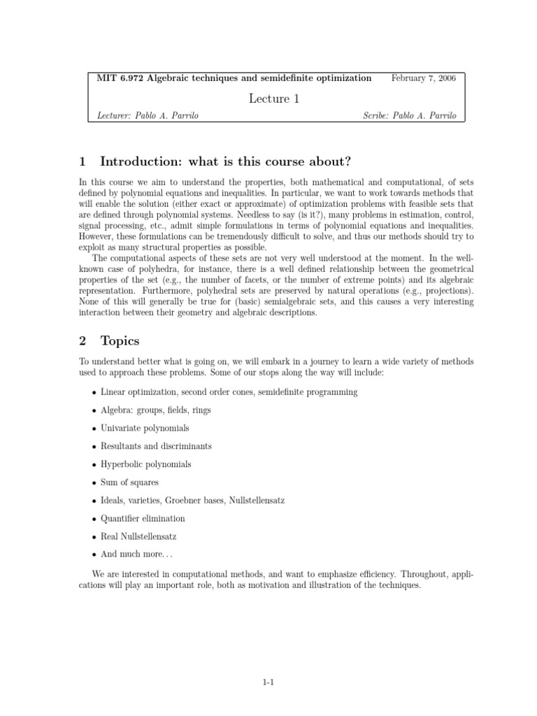 Lecture 01 | PDF | Linear Programming | Equations Lecture 01 | PDF | Linear Programming | Equations