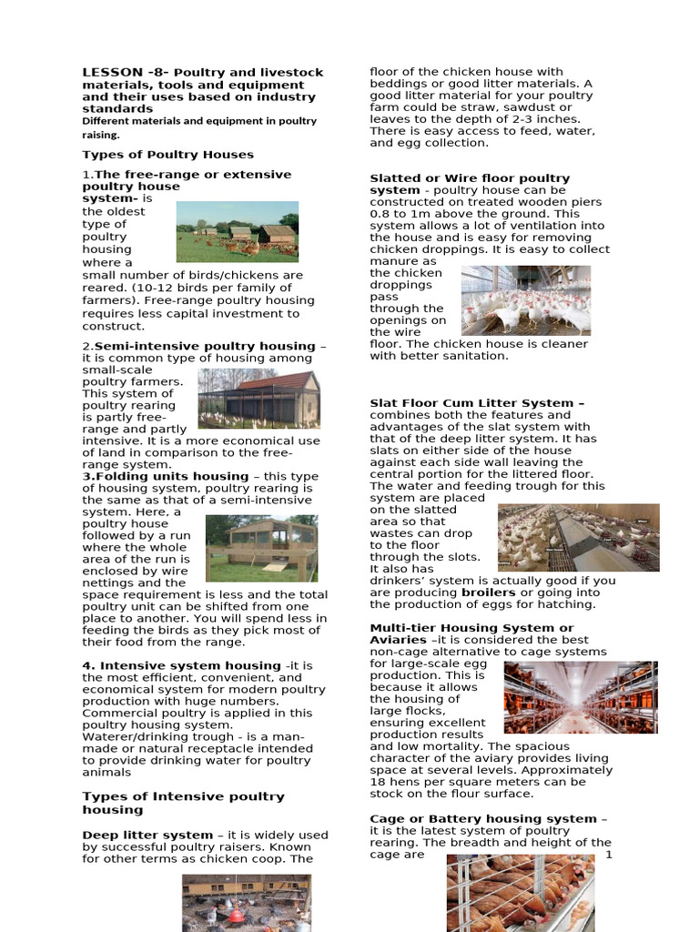Animal Housing- LESSON 8 | PDF | Poultry Farming | Birds