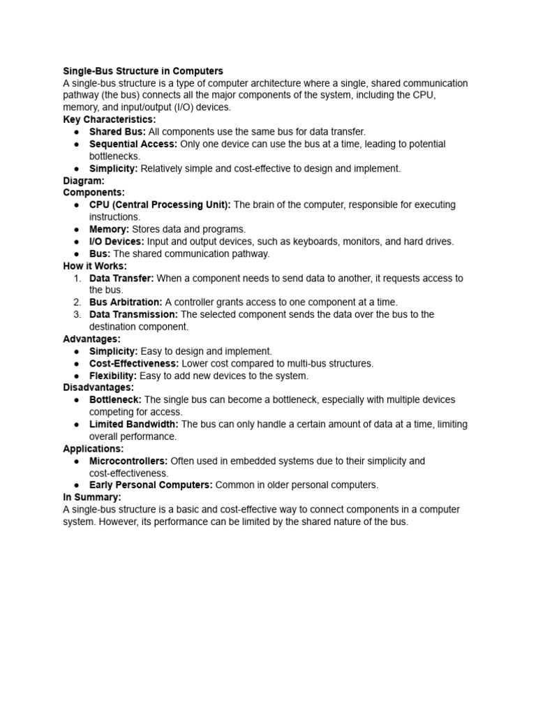 Explain Single - Bus Structure in Computer. | PDF