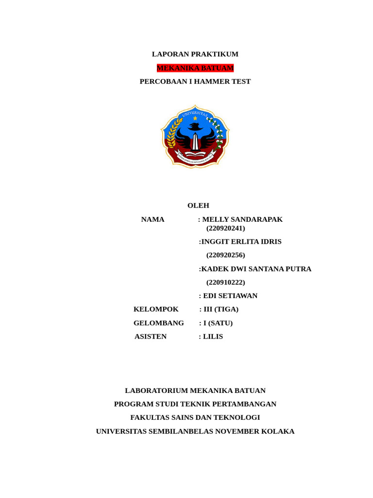 Hasil Hammer Test Mekanika Batuan | PDF
