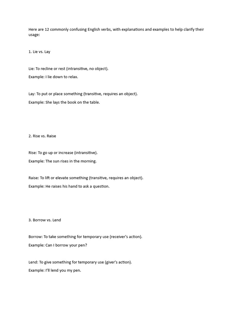 12 Cofusing English Verbs | PDF