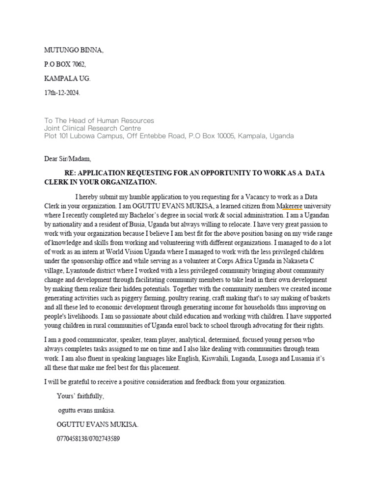 Data Clerk - Rukungiri Application | PDF