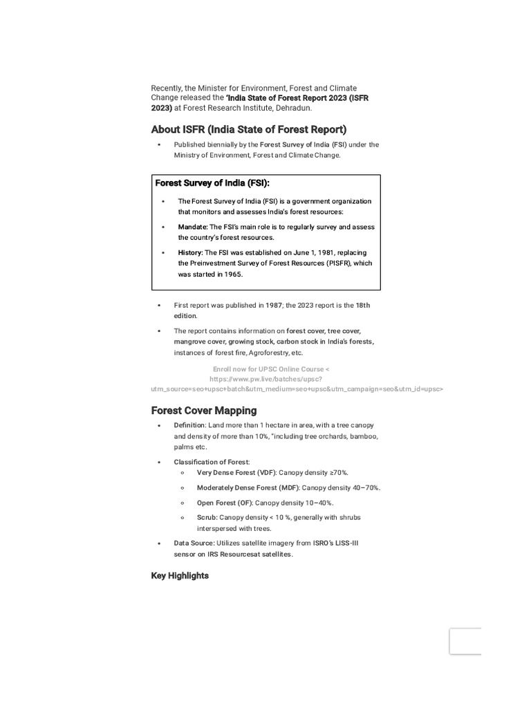 India State of Forest Report 2023 (ISFR 2023 | PDF | United Nations ...