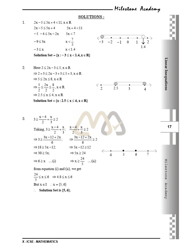 Chapter-4 Linear Inequations Icse Board Solutions | PDF | Mathematics | Mathematical Objects