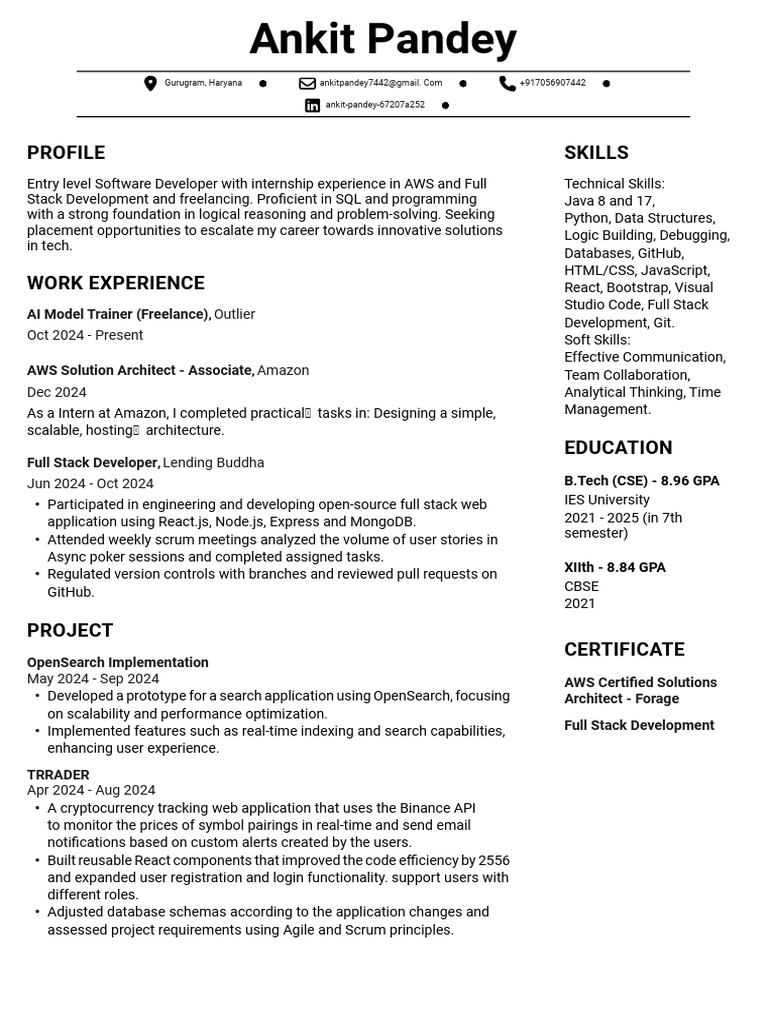 Ankit_resume | PDF | Amazon Web Services | Databases