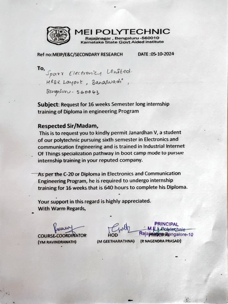 Approval Letter From Polytechnic | PDF