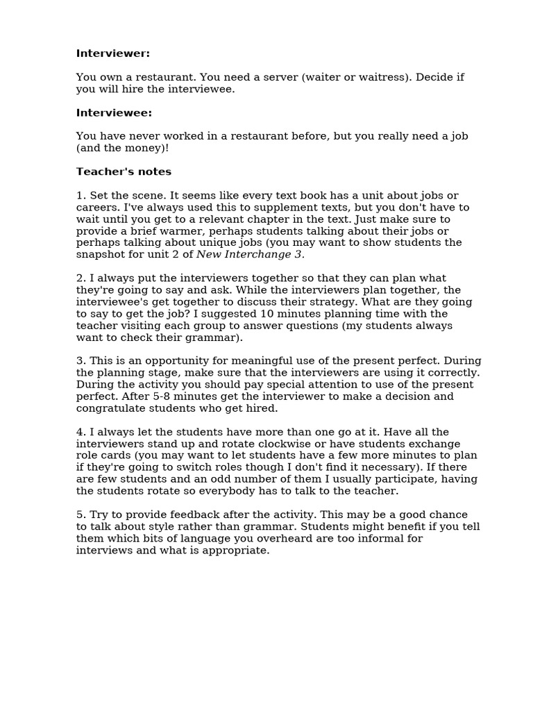 Interviewer Roleplay | PDF