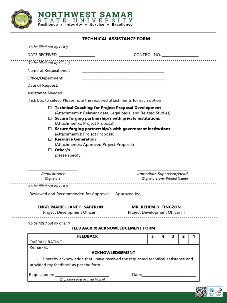 PDU Technical Assistance Form | PDF