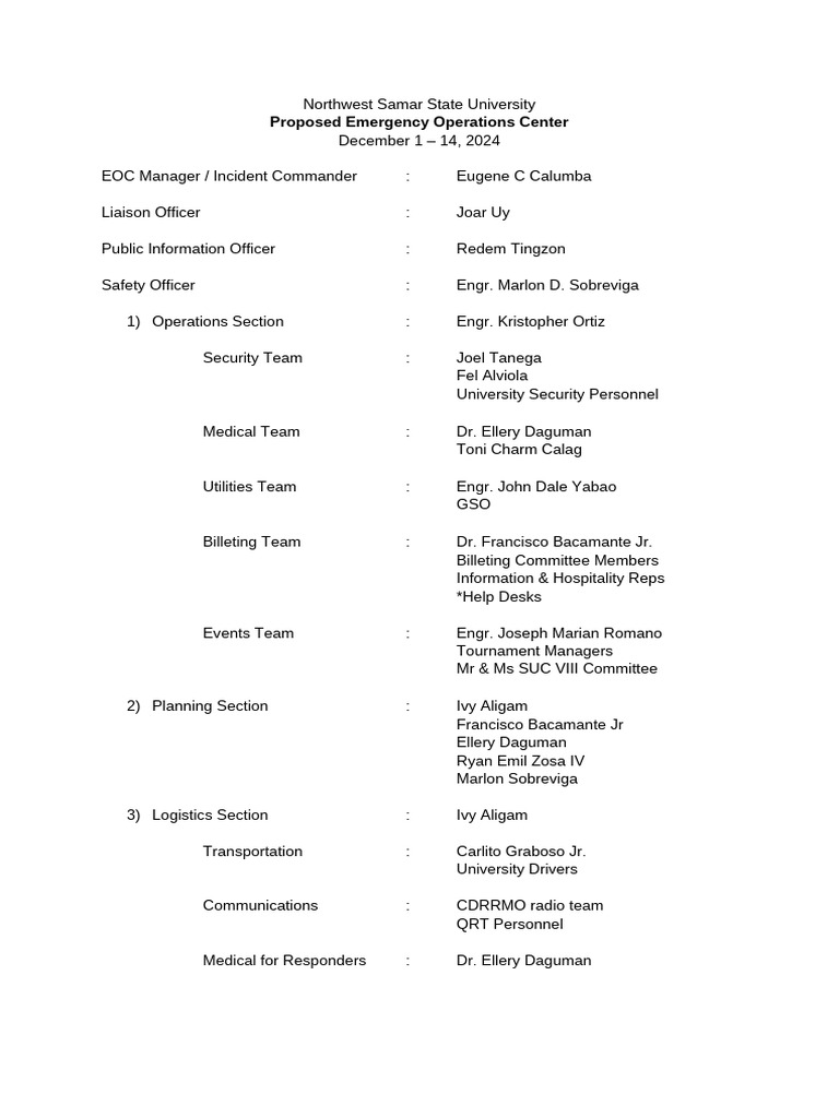 Revised EOC | PDF | Civil Defense | Emergency Management