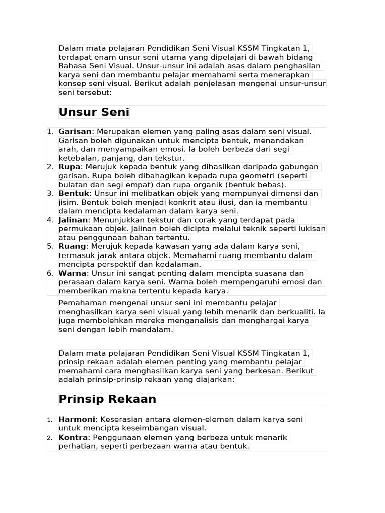 Unsur dan Prinsip Seni Visual | PDF
