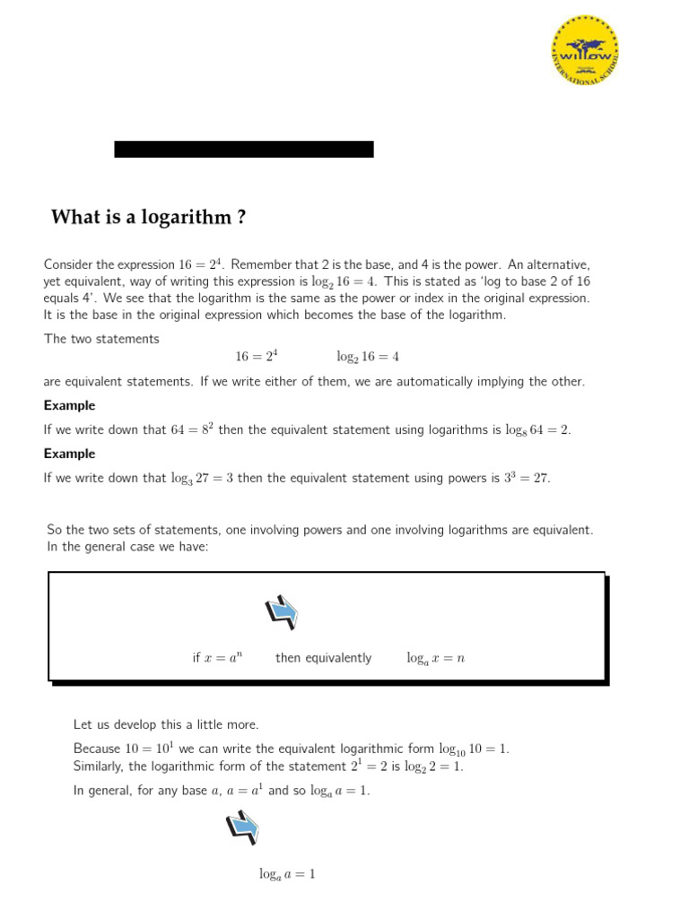 G10 Notes Logarithms | PDF | Logarithm | Mathematics