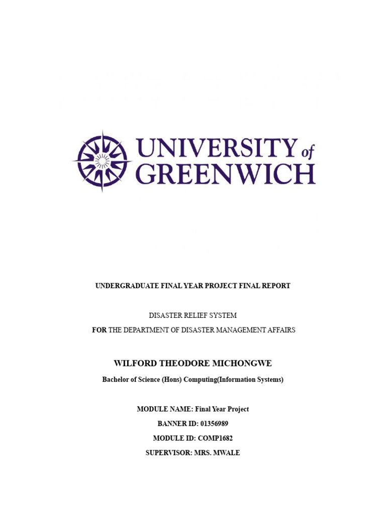 Wilford Theodore Michongwe COMP1682 Final Report | PDF | Emergency Management | Federal ...
