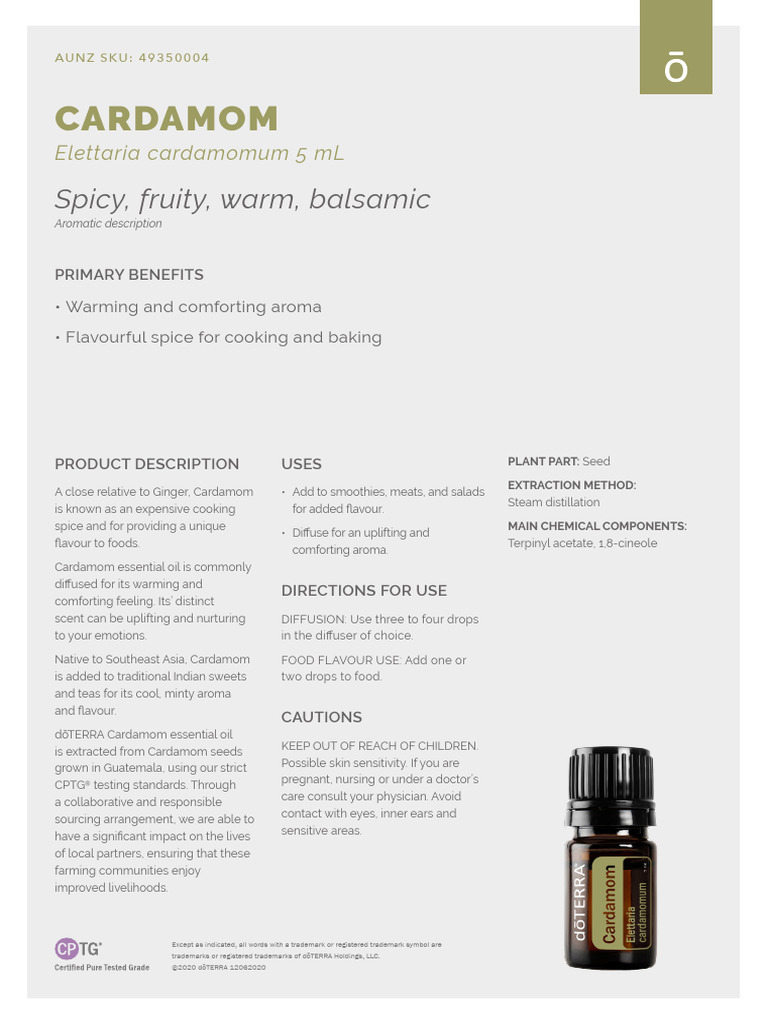Cardamom Oil | PDF | Essential Oil | Cooking