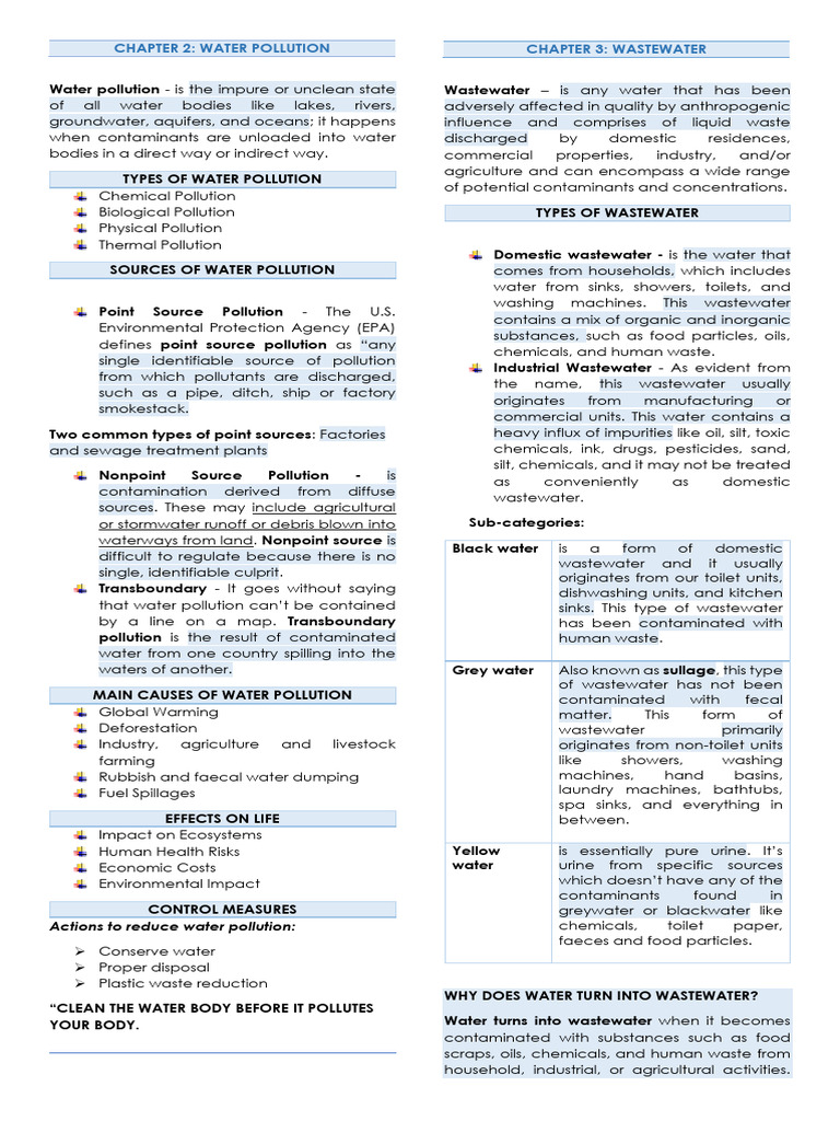 Envi Science Notes Finals | PDF | Sewage Treatment | Water Pollution