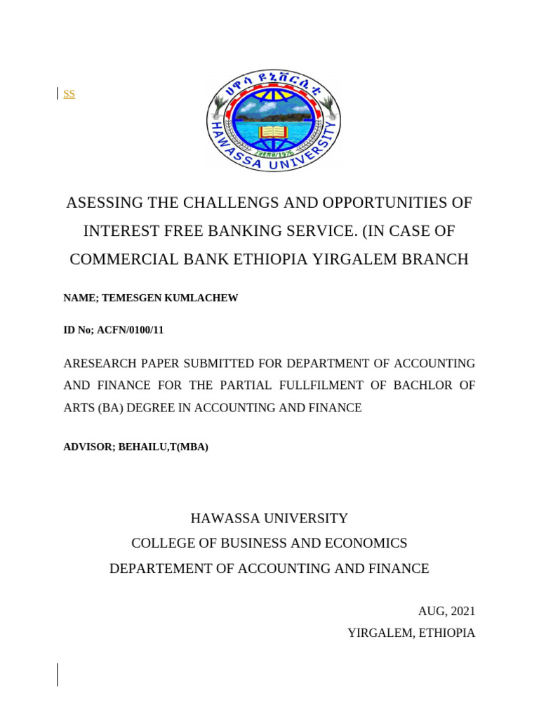 Temesgen Final Research (1) | PDF | Islamic Banking And Finance | Banks