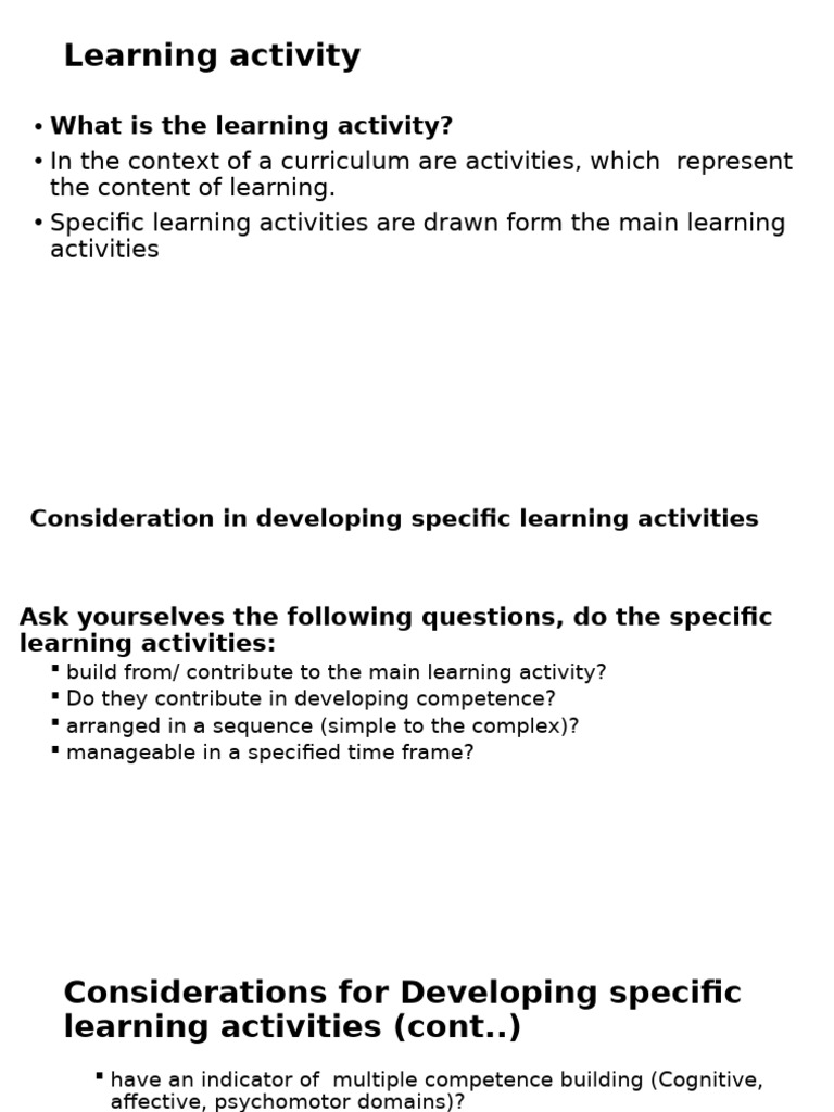 Learning Activities Presentation1 - 112519 | PDF | Learning | Cognition