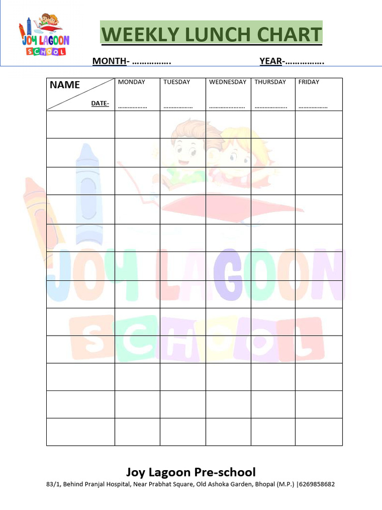Preschool Weekly Lunch Menu | PDF