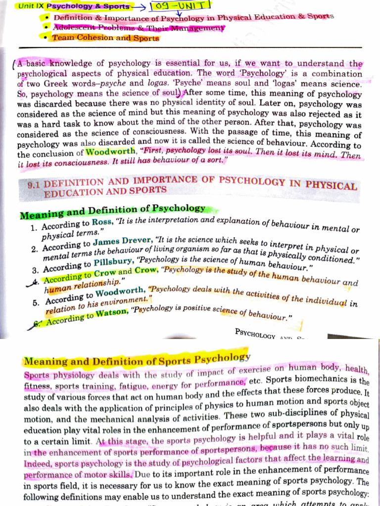 PHE XI Notes of 9-Unit - (Psychology and Sports) | PDF | Adolescence ...