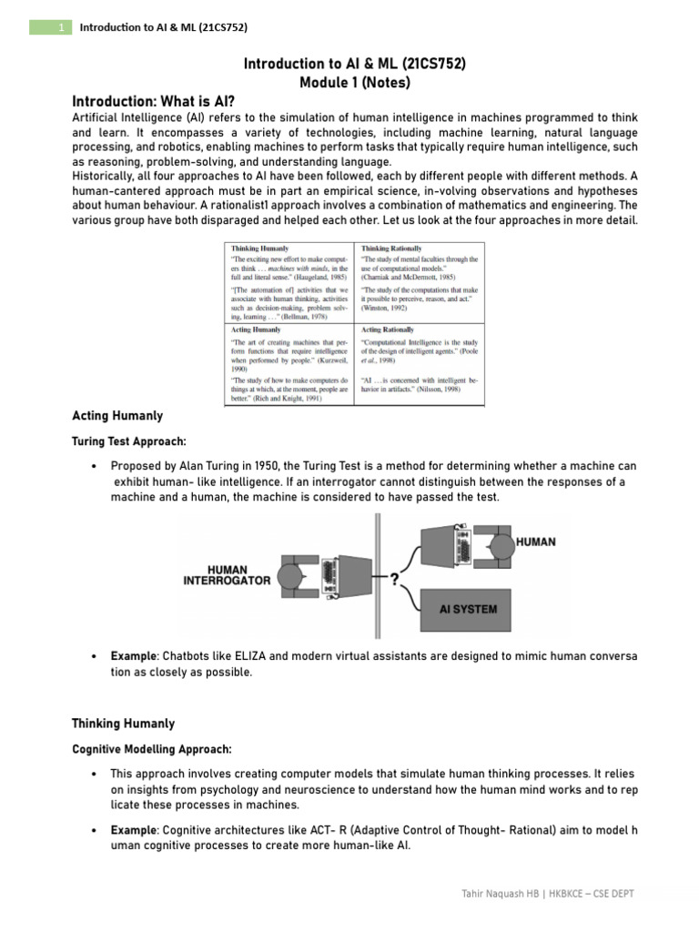 AIML Module 1 Notes (21CS752) | PDF | Intelligence (AI) & Semantics ...