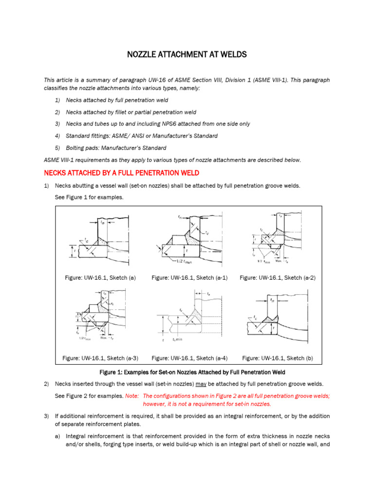 ASME VIII-1 Nozzle Attachment Standards | PDF | Welding | Construction