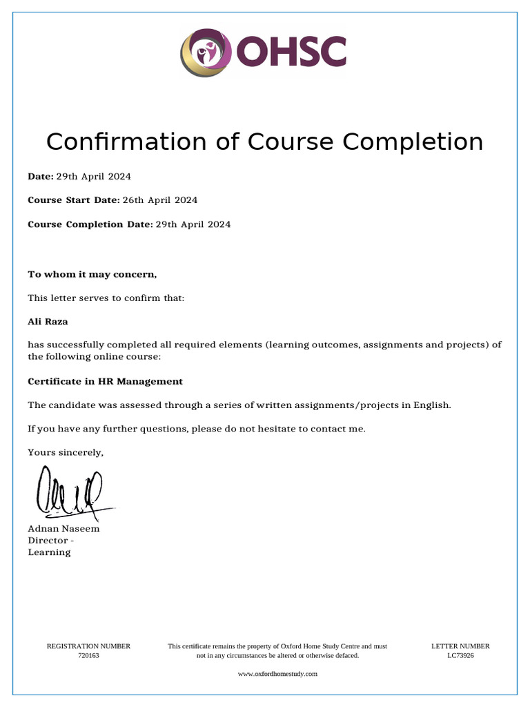 Certificate in HR Management | PDF