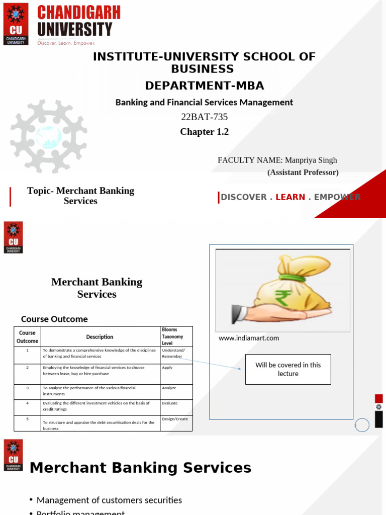 Merchant Banking Services Overview | PDF | Lease | Banks