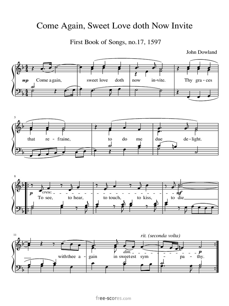 John Dowland's "Come Again" Sheet Music | PDF