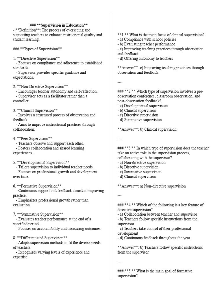 Educational Supervision Types | PDF | Teachers | Educational Assessment
