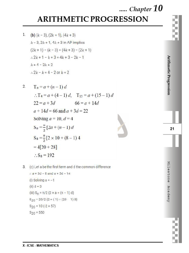 Chapter-10-Arithmetic Progression | PDF