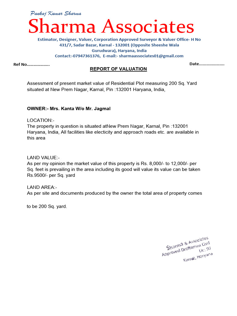 Valuation Report for Embassy Use | PDF