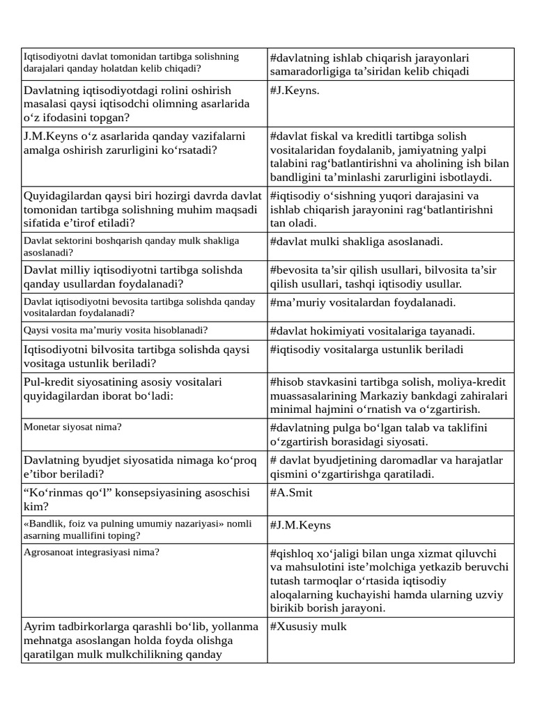 Idts Fanidan Yakuniy Javoblari | PDF