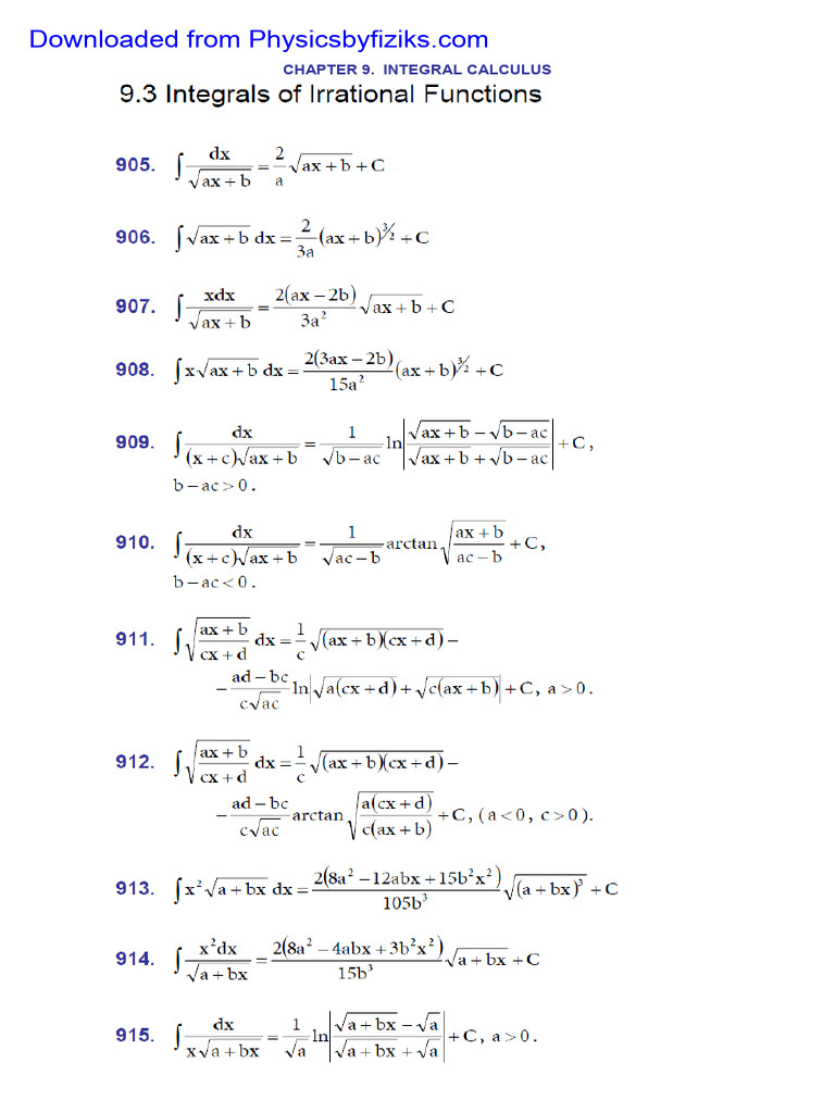 Integral Calculus Chapter 9 | PDF