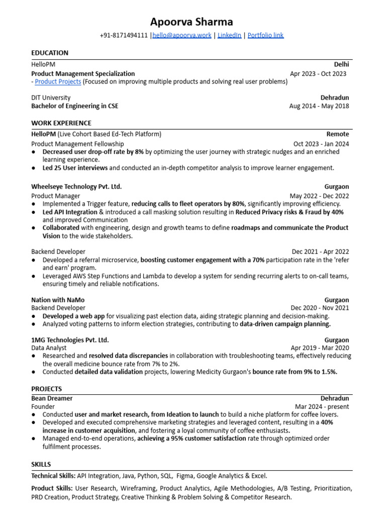 Resume - Apoorva Sharma! | PDF | Analytics | Information Technology