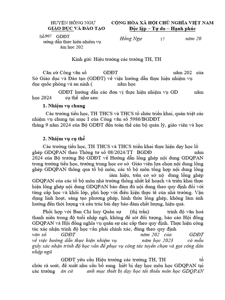 PGDĐT Hd-Gdqpan 2024-2025 | PDF