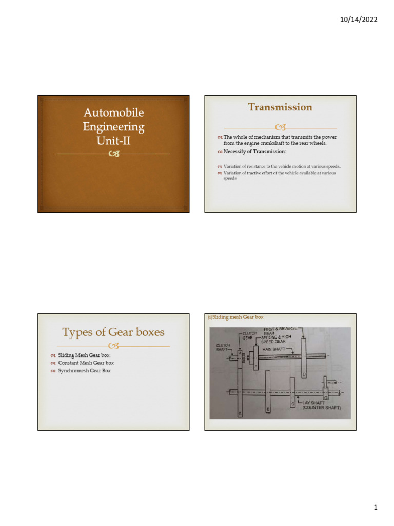 Unit 2 Transmission System | PDF | Axle | Manual Transmission