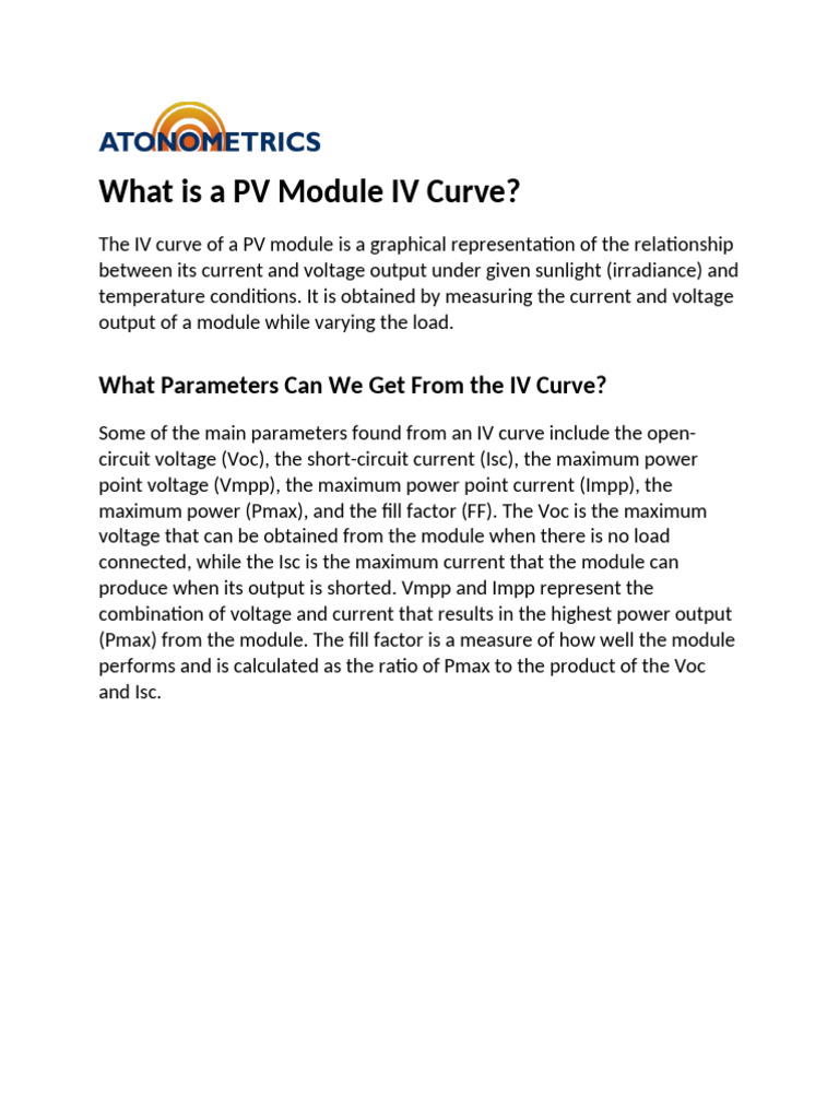 What is a PV Module IV Curve | PDF | Electrical Resistance And Conductance | Photovoltaics
