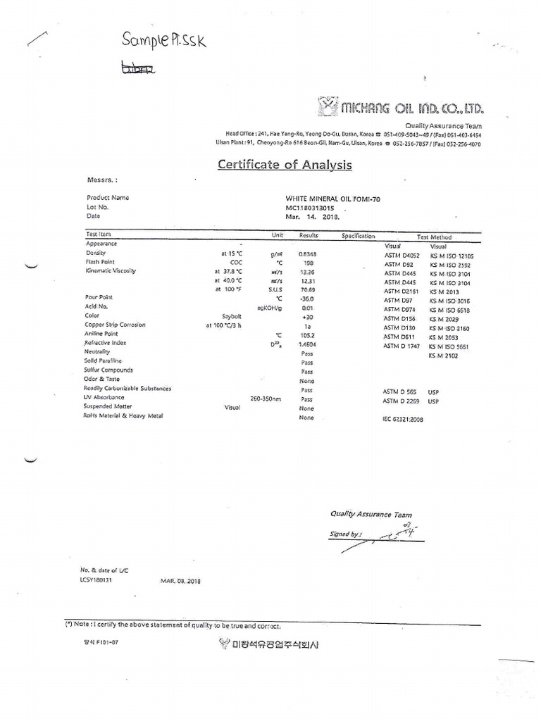 White Oil 15-USP | PDF