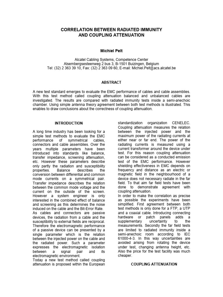 Coupling Attenuation and Radiated Immunity | PDF | Antenna (Radio ...