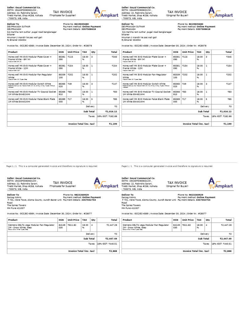 Invoice 30-12-2024 | PDF | Invoice | Accounting