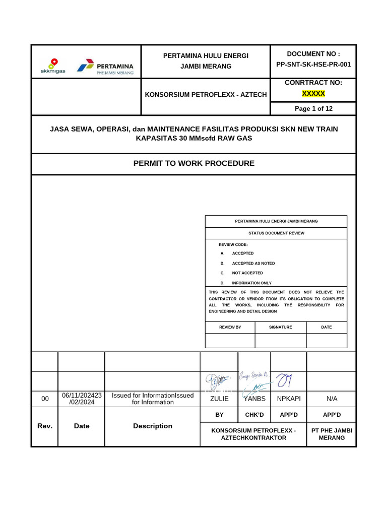 PP SNT SK HSE PR 001 Permit To Work Procedure (IFI) | PDF