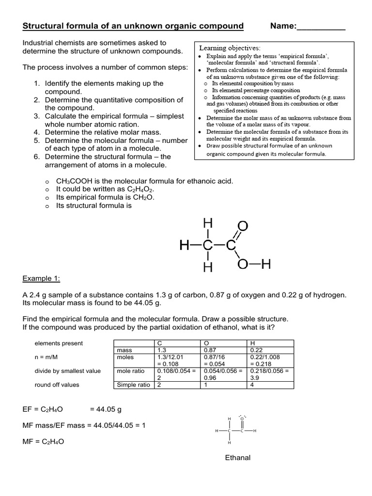 5.13 Empirical formula with combustion analysis | PDF | Molecules | Oxygen