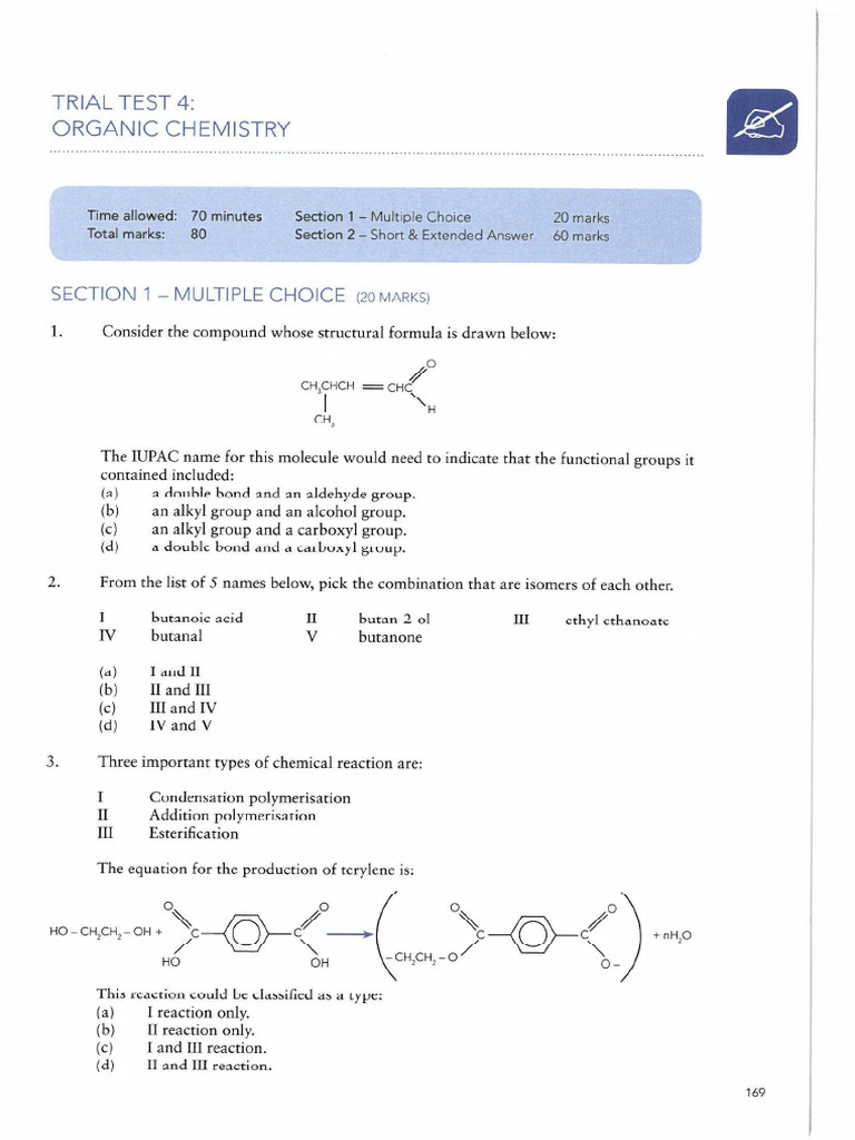 5.25 Organic Chemistry Trial Test | PDF