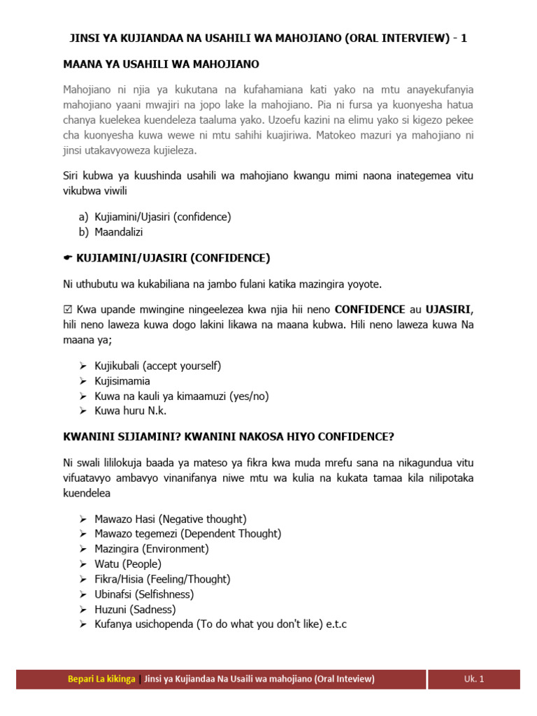 Usahili Wa Mahojiano | PDF