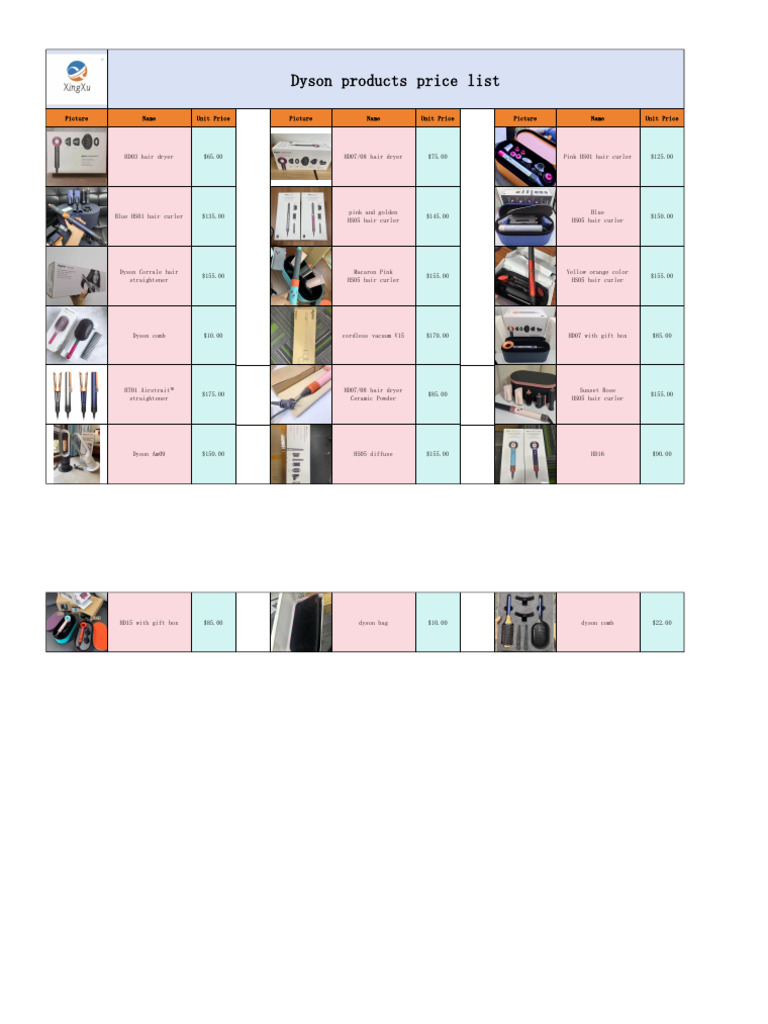 Dyson Produsts Price List 20240513 | PDF